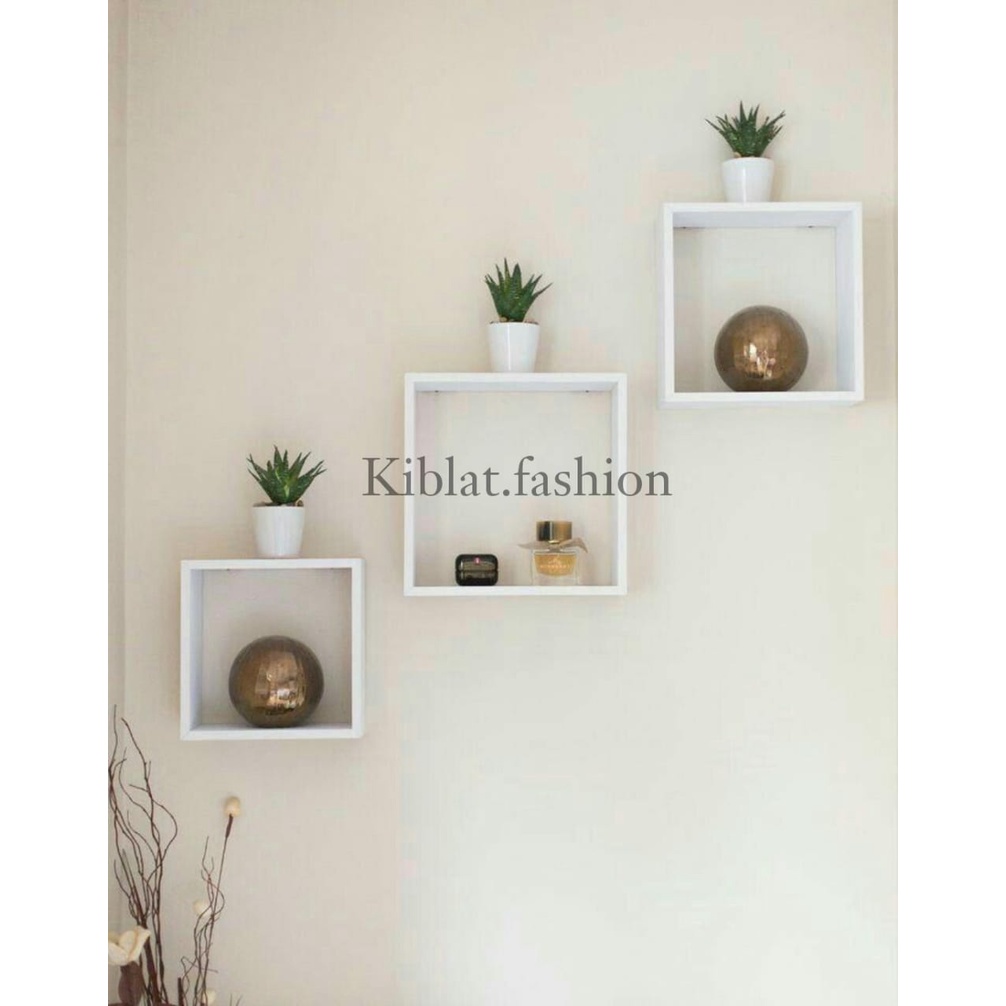 Jual Rak Kotak Minimalis Set 3 in 1 Hiasan Dinding bunga Rak Gantung ...