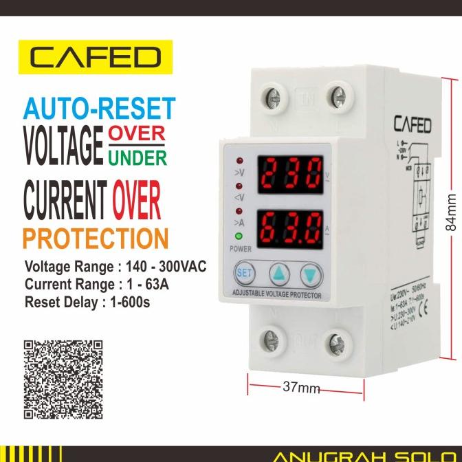 Jual Auto Reset Under Over Voltage Protection 63A 220V Proteksi Volt ...