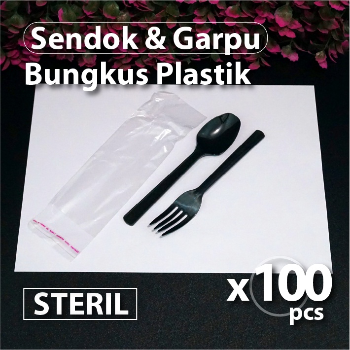 Jual Paket 100 pcs - Peralatan Makan Hitam Bungkus Plastik - Sendok ...