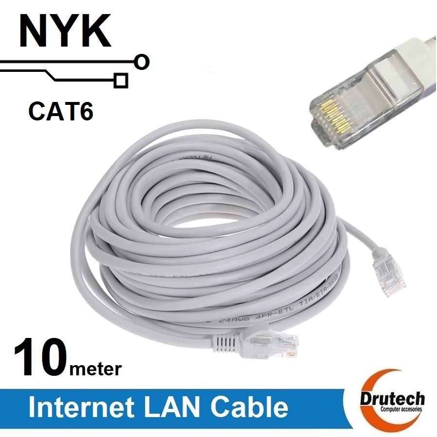 Jual NYK Kabel Lan UTP Cat6E 10m / Internet / Ethernet Cable 10 meter ...