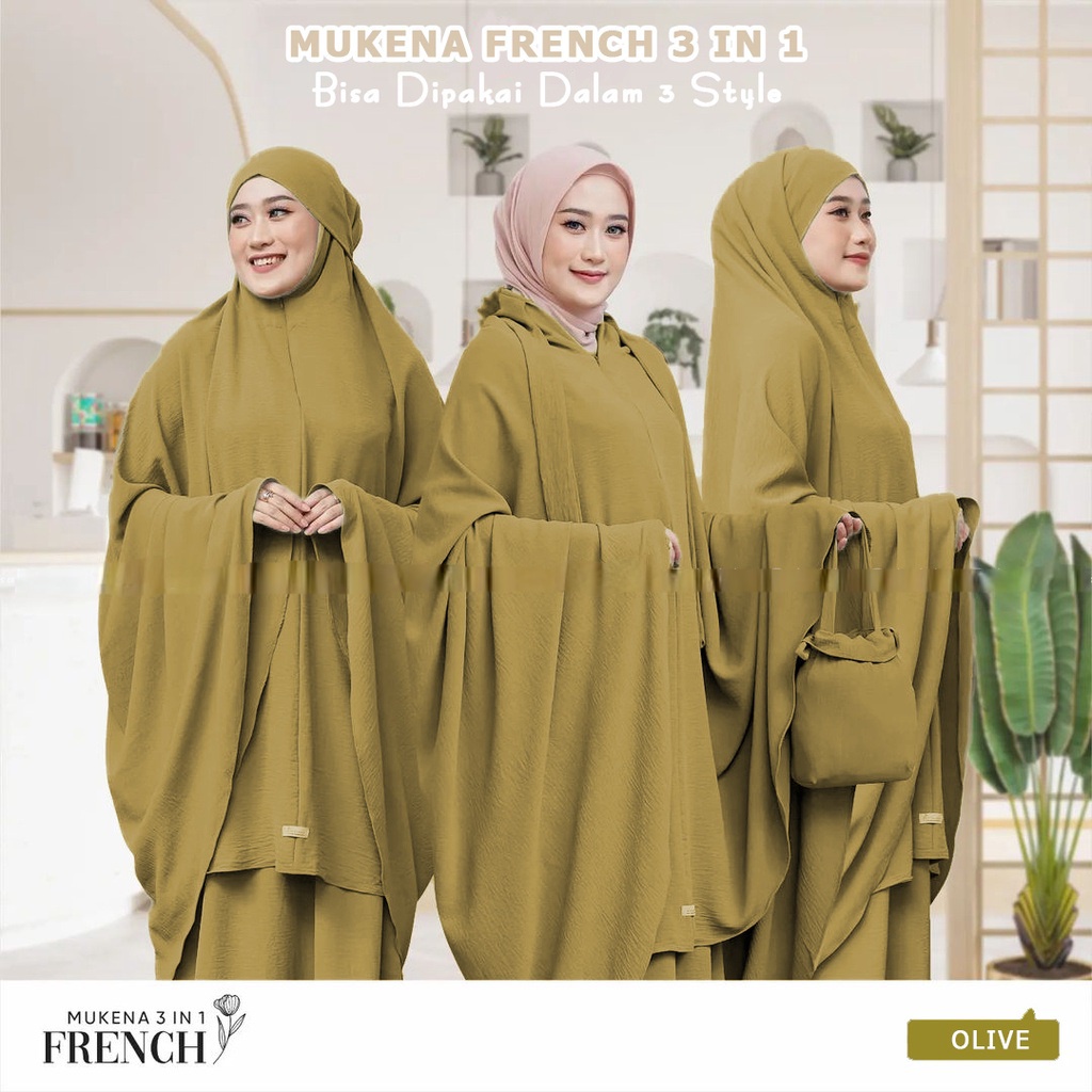 Jual Mukena French Cantik 3 in one mukena terusan motif polos mewah ...
