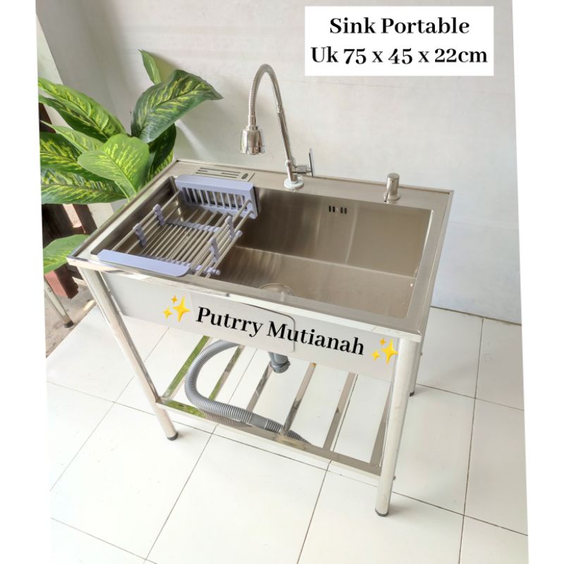 Jual Laris wastafel portable uk 75x45 cm sus 304 bak cuci piring ...