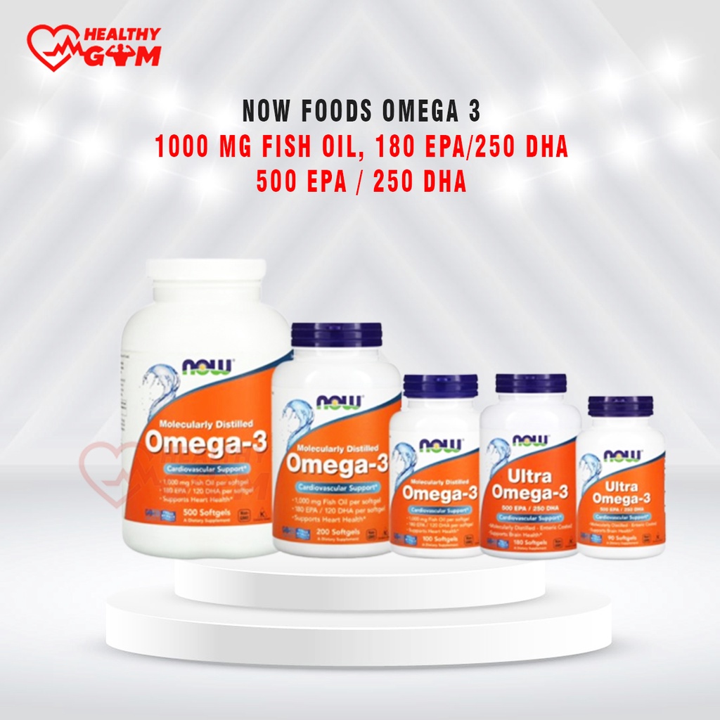 Jual OMEGA-3 Now Foods Omega 3 Kapsul Lunak Softgel 1000 Mg Fish Oil 180 EPA / 120 DHA ULTRA ...