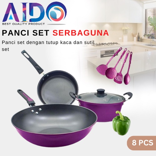 Jual Panci SET with tutup kaca dan sutil GSF / Panci Wajan serbaguna ...
