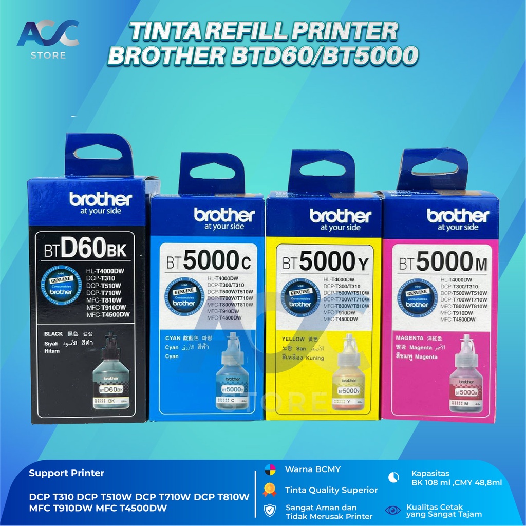 Jual Tinta Brother BTD60 & BT5000 Untuk Printer DCP T310 T510W T710W ...