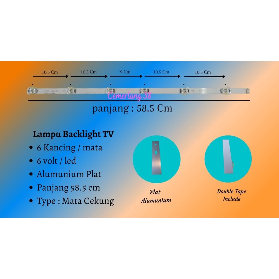Jual lampu backlight bl tv led lg 32 lg 32lb-06 6v 6volt 6 mata volt ...