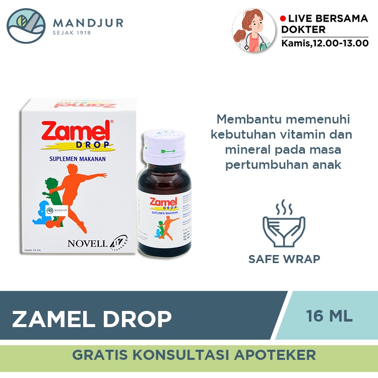 Jual Zamel Drop 16 mL - Multivitamin Pertumbuhan Anak | Shopee Indonesia