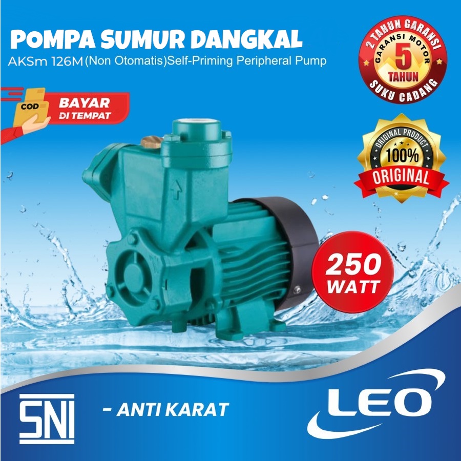 Jual POMPA AIR SUMUR DANGKAL LEO PUMP AKSm 126M & 250 WATT NON OTOMATIS ...