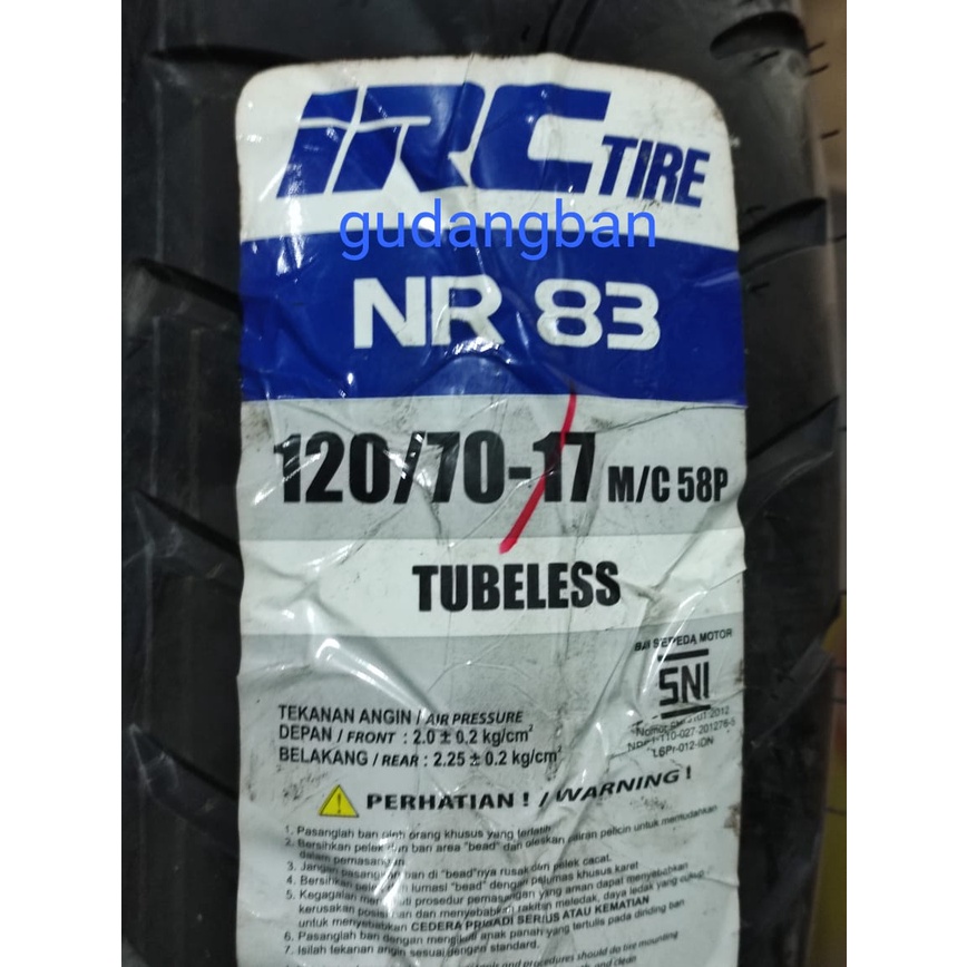 Jual ( NR83 RING 17 ) IRC 120 70 17 NR 83 Tubeless Ban luar motor ninja vixion moge ORIGINAL ...