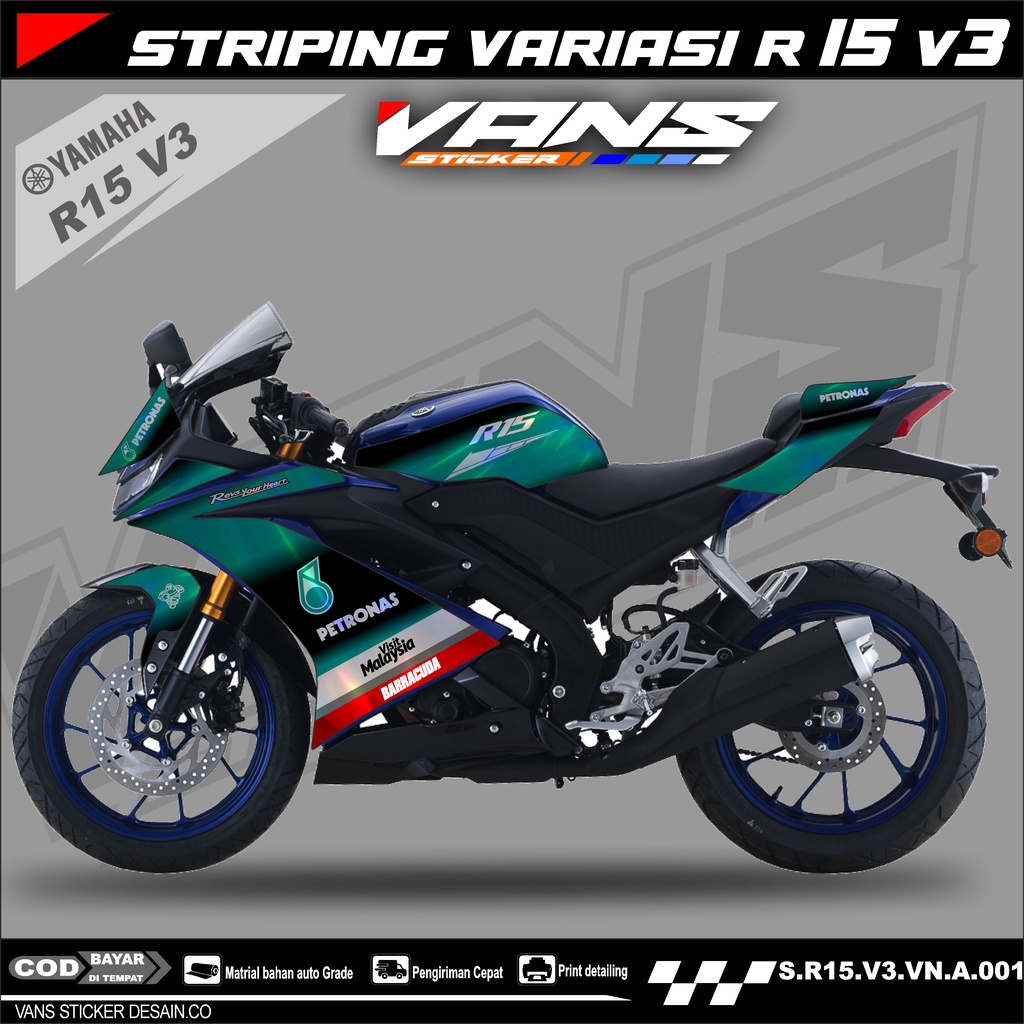 Jual striping motor R15 V3 - lis sticker variasi motor R15 V3 PETRONAS ...
