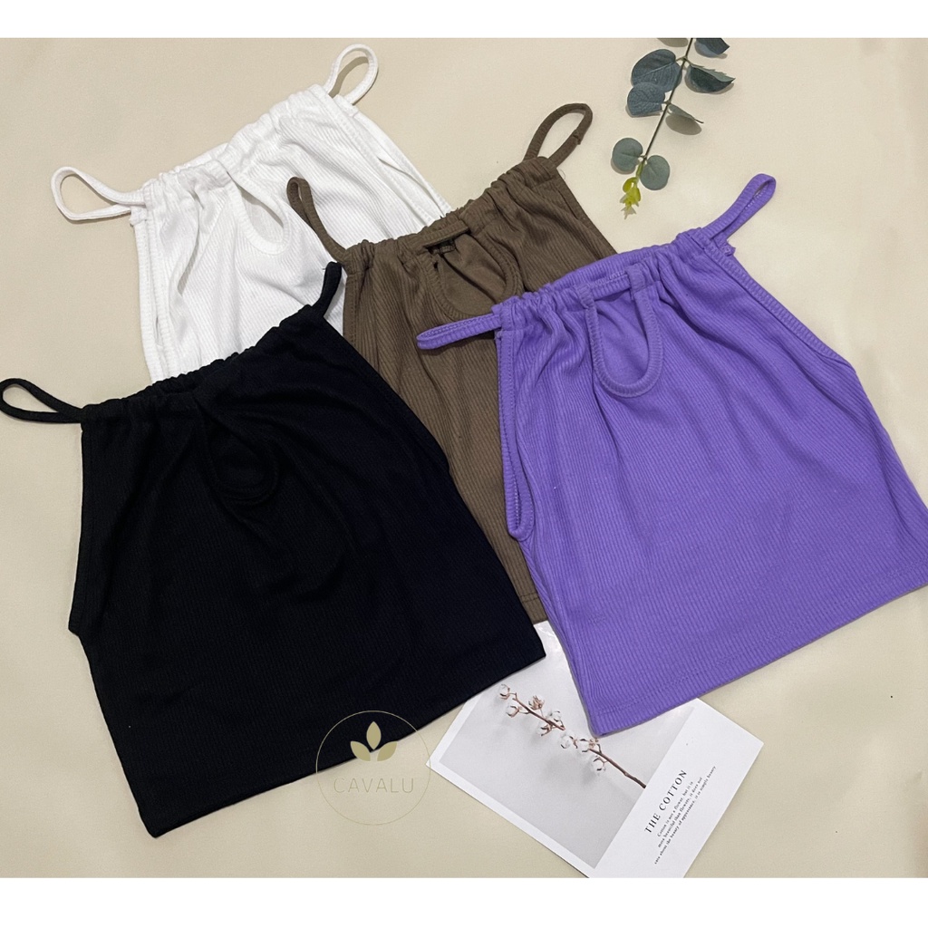 Jual CAVALU Korean Tanktop Serut Crop Top Korea Rajut 144 | Shopee ...