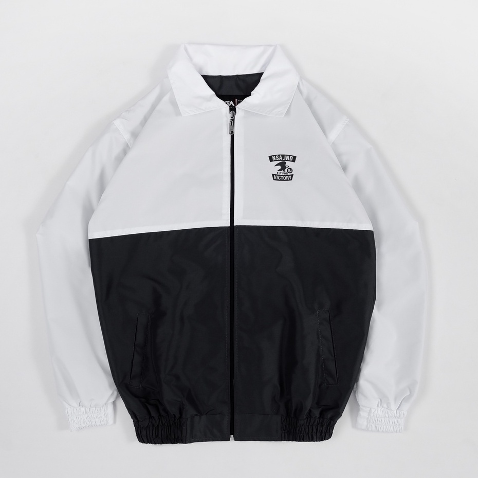 Jual Nsa Ind Tracksuit tracktop Jacket casual Slavik White Black ...