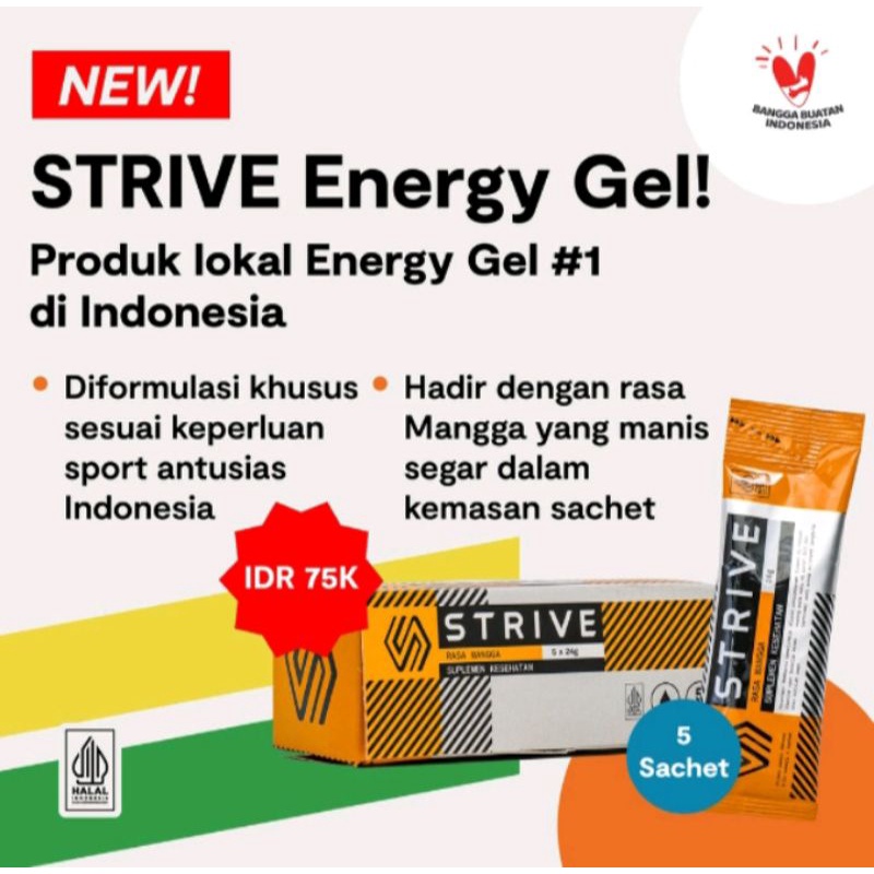 Jual STRIVE energy GEL rasa MANGGA ORIGINAL | 1 box isi 5 sachet (@24gr) | Shopee Indonesia