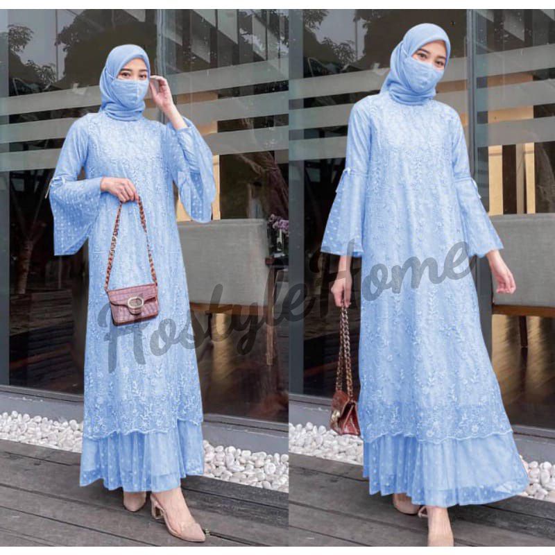 Jual (NEW) ARILA - BAJU GAMIS MAXI FULL BRUKAT BROKAT DRESS UKURAN S M ...