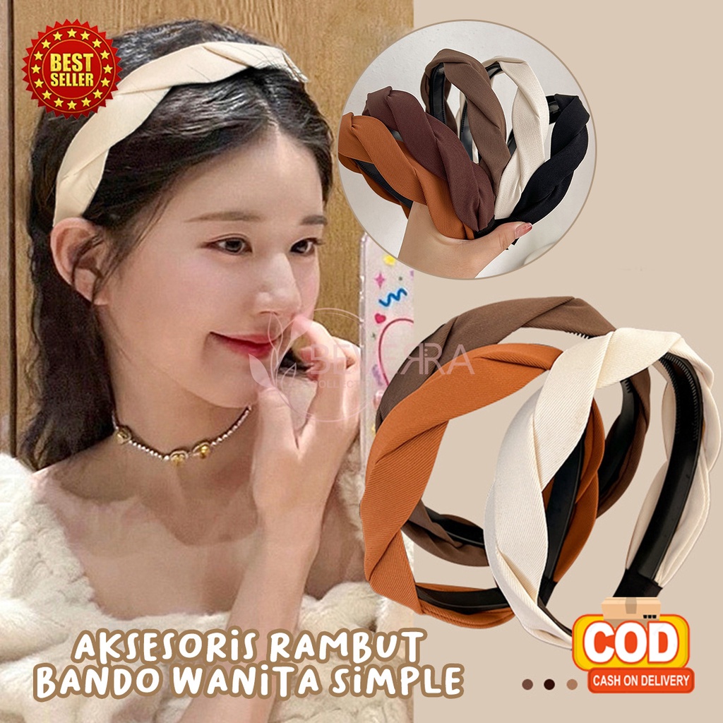 Jual Bando Korea Wanita Motif Polos Besar Bandana Headband Aksesoris ...