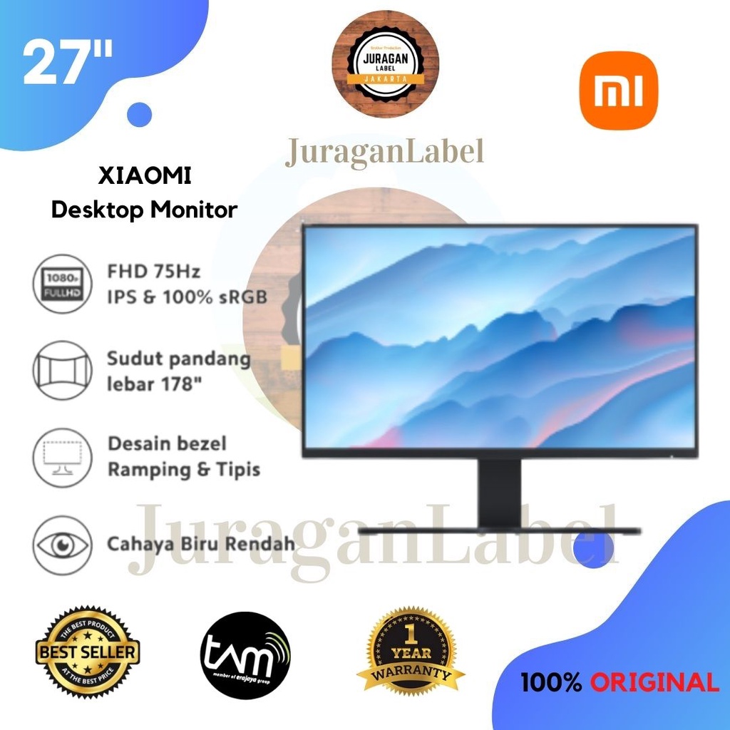 Jual Monitor Xiaomi Mi 27" Inch Desktop IPS FHD HDMI Garansi Resmi ...