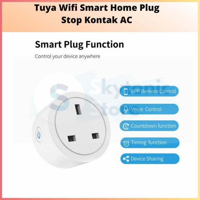 Jual Tuya Wifi Smart Home Plug/Stop Kontak/Steker AC/Colokan Kaki 3 ...