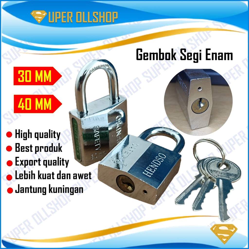 Jual Gembok Putih Besar Anti Maling Anti Cut / Gembok Pintu Rumah 30 mm ...