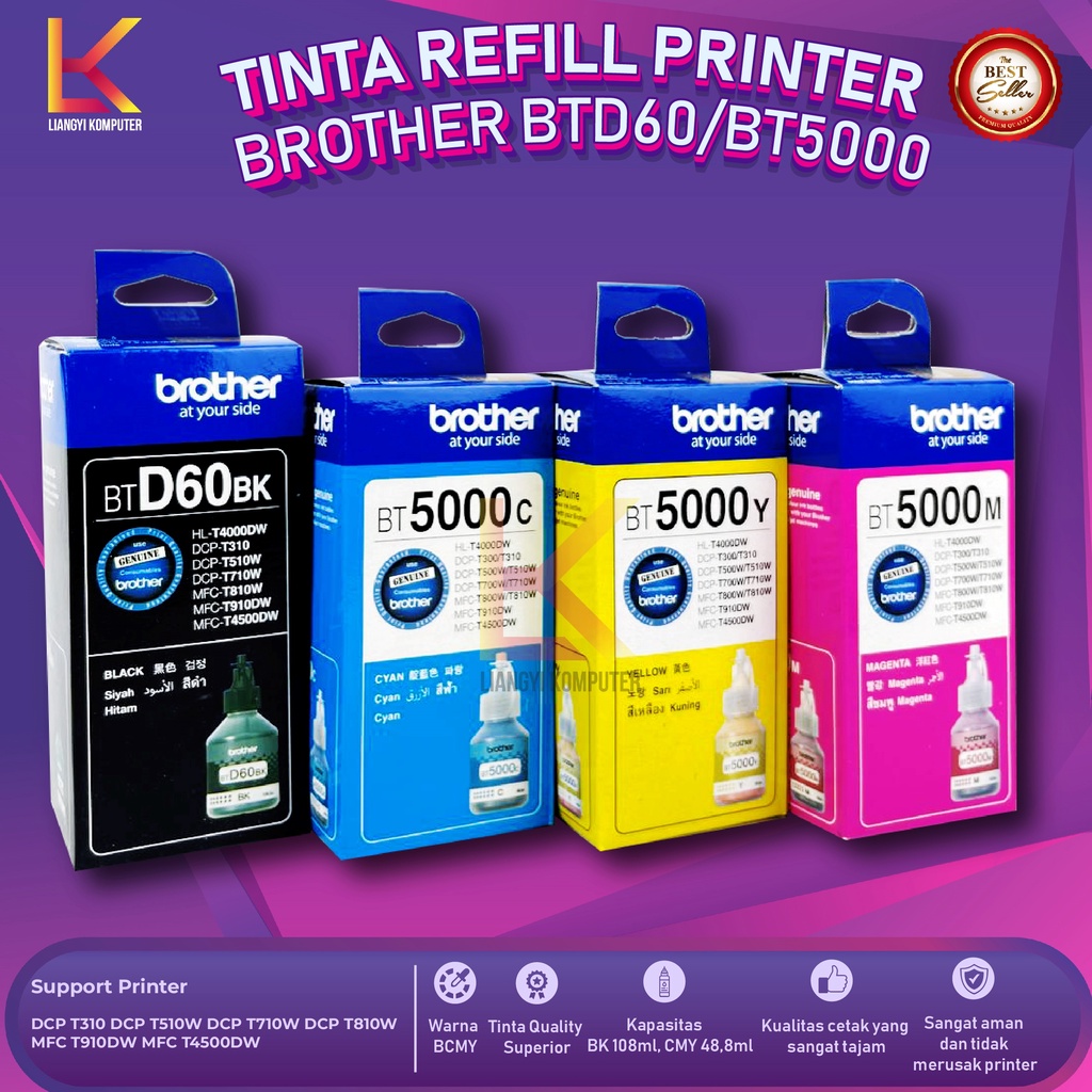 Jual 1 Set 4 Pcs Tinta Brother BTD60BK & BT5000 Untuk Printer Brother ...