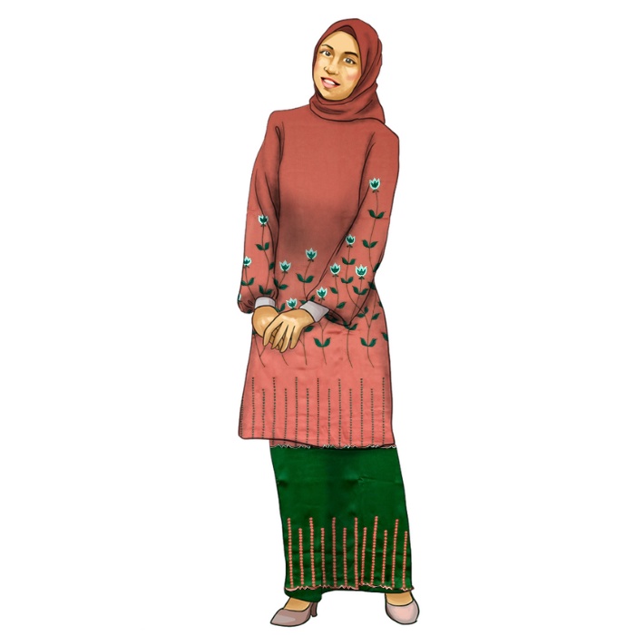 Jual Sircinta Bahan Baju Kurung KPLS 025-K | Motif Tulip kombinasi bySC ...