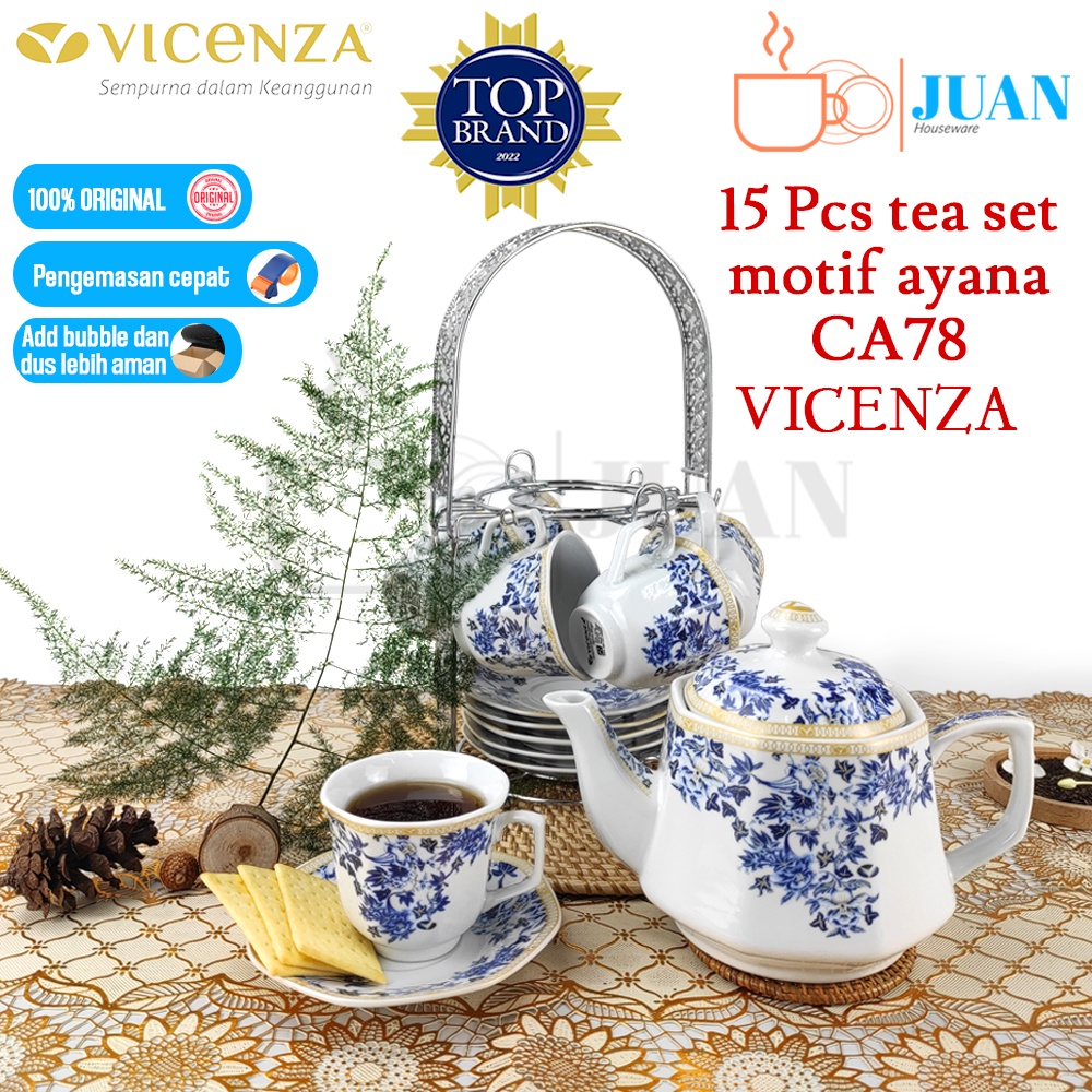 Jual VICENZA Perangkat minum tea set porcelain motif ayana / cangkir ...