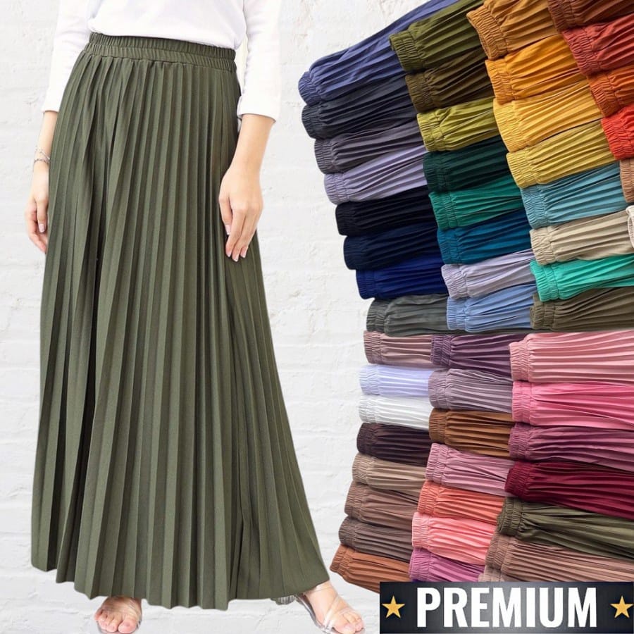 Jual Rok Plisket Premium 100% pinggang karet melar -/+100 cm bisa untuk ...