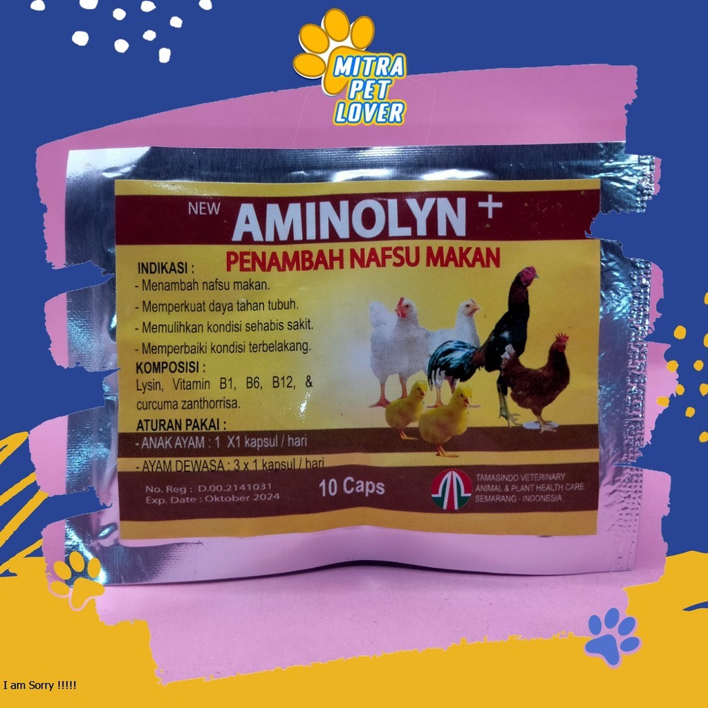 Jual AMINOLYN PLUS 10 - OBAT KAPSUL PENAMBAH NAFSU MAKAN AYAM & DAYA ...