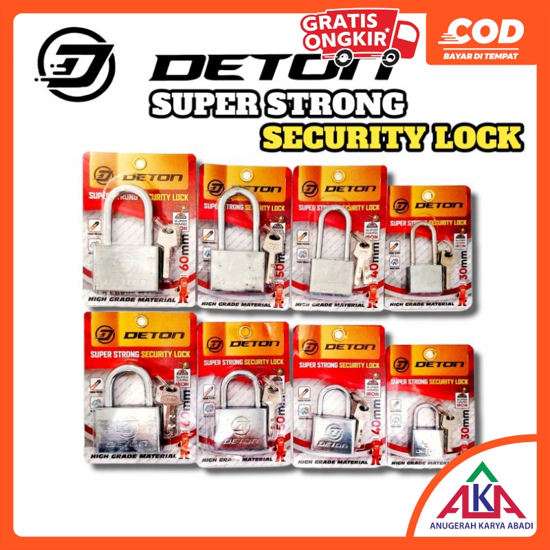 Jual DETON Gembok Nekel 30 - 60 mm (ARMORED PADLOCK) Chrome Stainless ...