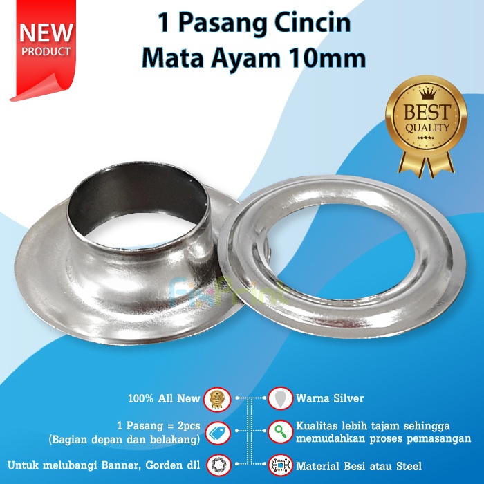 Jual 1 Pasang Cincin Mata Ayam Ring Eyelet Lubang Banner Diameter 10mm ...