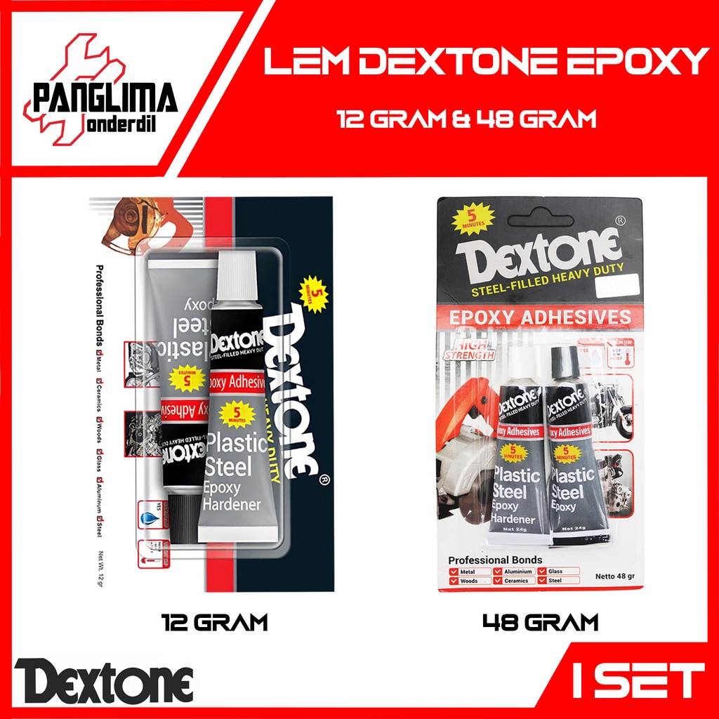 Jual Lem Dextone Epoxy Adhesive 5 Menit 12 48 Gram gr Besi Keramik Kayu ...