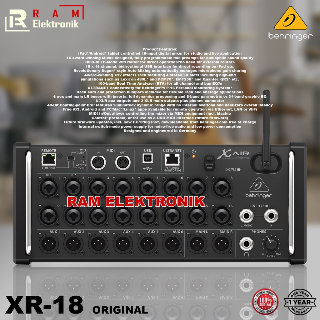 Jual BEHRINGER XR18 / XR 18 Rackmount Digital Mixer ORIGINAL For Android IOS | Shopee Indonesia
