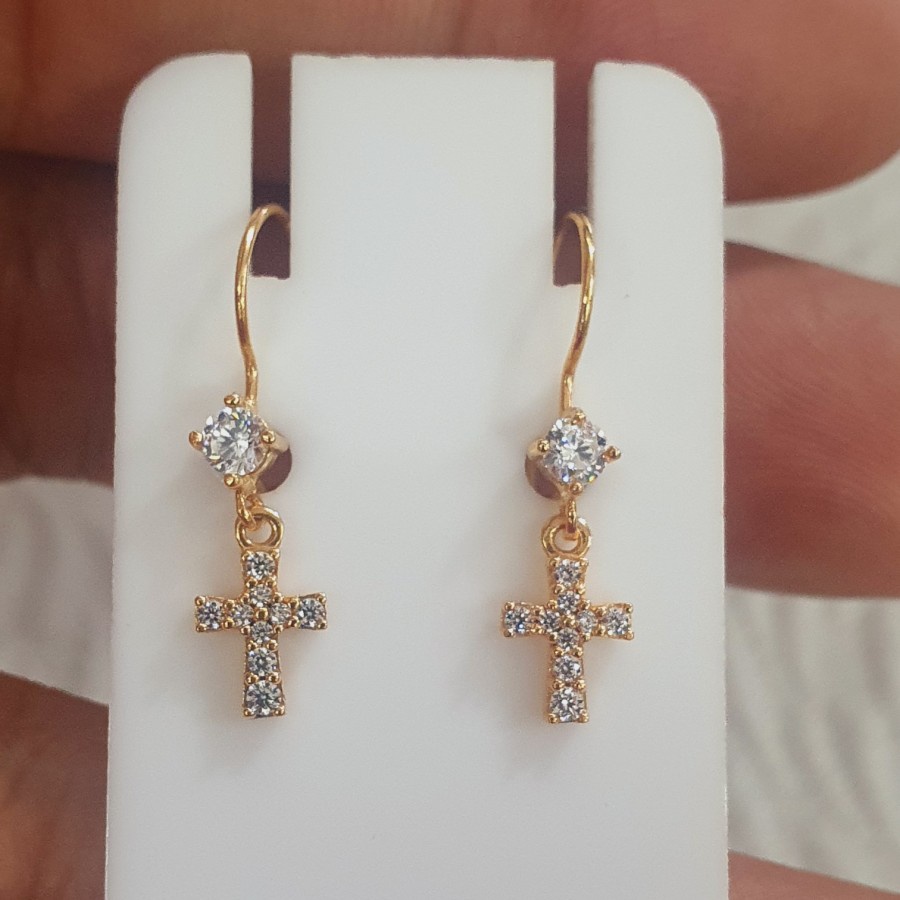 Jual anting desi model salib variasi ad mata emas 70% 700 70 % 16k ...