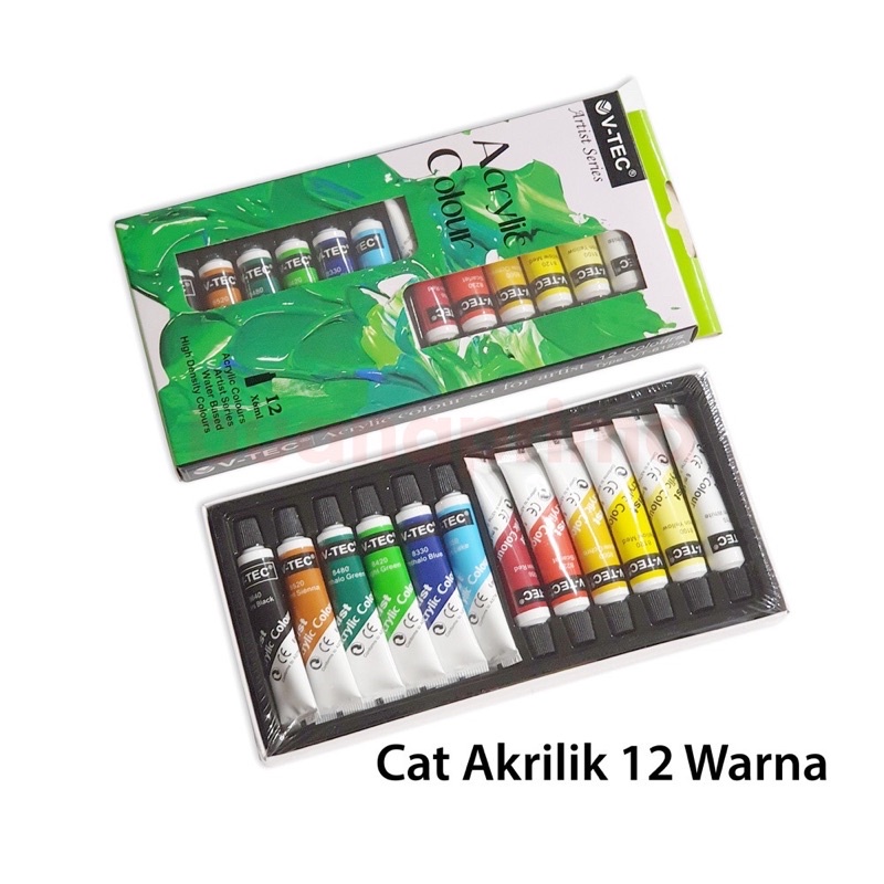 Jual CAT AKRILIK V-TEC 12 WARNA ACRYLIC COLOUR | MONTANA WATER COLOUR ...