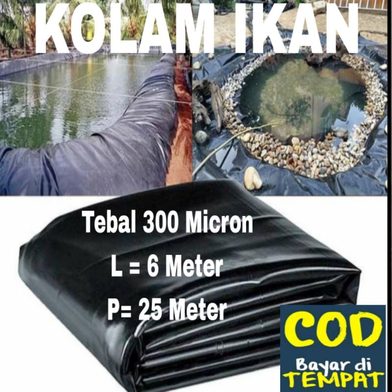 Jual PLASTIK HDPE GEOMEMBRAN 6X25 METER TEBAL 300 MICRON ( KOLAM IKAN ...