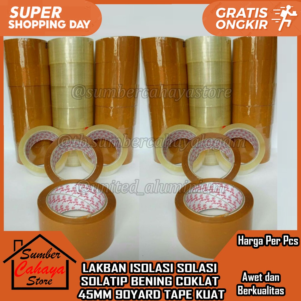 Jual Lakban Bening Coklat 100yard 100y 100 Yard 45 Mm 45mm Isolasi Selotip Solatip Solasi ...