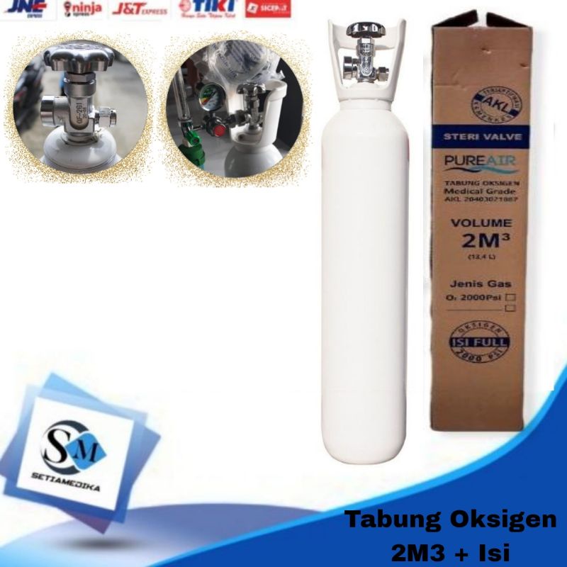 Jual Tabung oksigen 2m3 + isi / Tabung oksigen pure air 2m3 | Shopee ...
