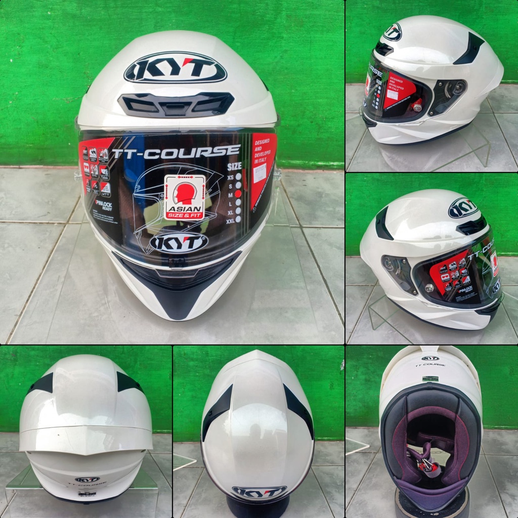 Jual Helm KYT tt course plain white solid | Shopee Indonesia