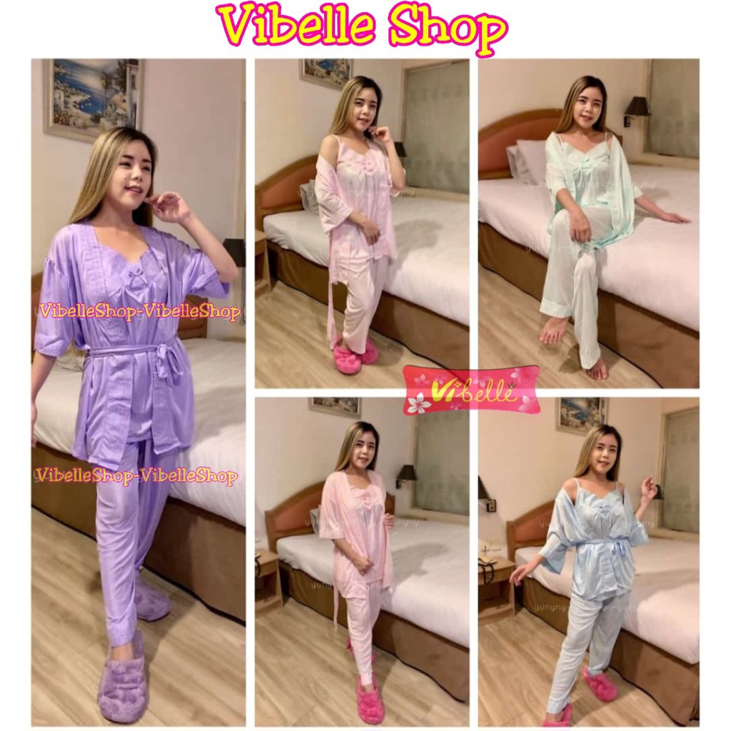 Jual VIBELLE TRICOT CP - STELAN TRICOT 3IN1 KIMONO / SET BAJU TIDUR ...