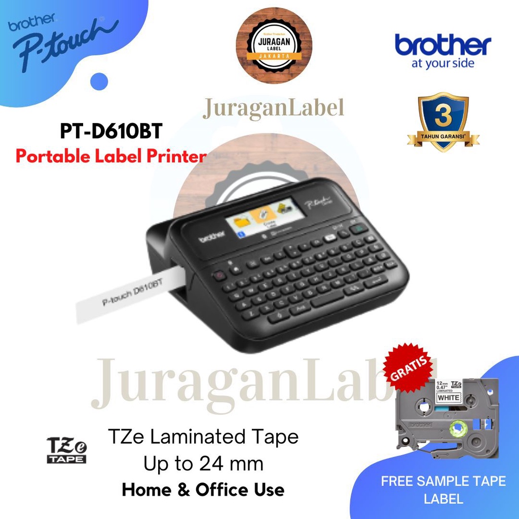 Jual Brother Printer Label PT-D610BT Barcode Portable D610 Bluetooth ...