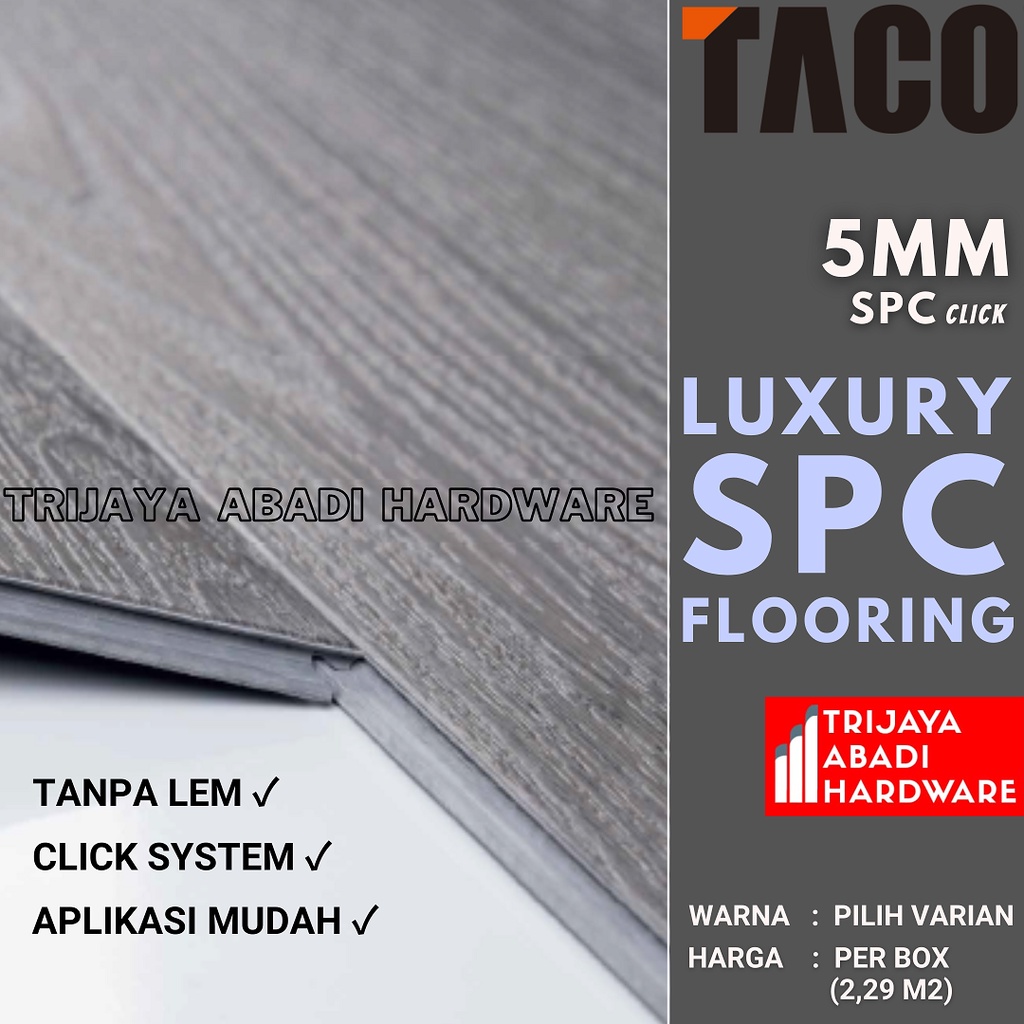 Jual Taco Lantai SPC 5mm Motif Kayu Sistem Klik Tanpa Lem Click System Tebal 5mm | Shopee Indonesia