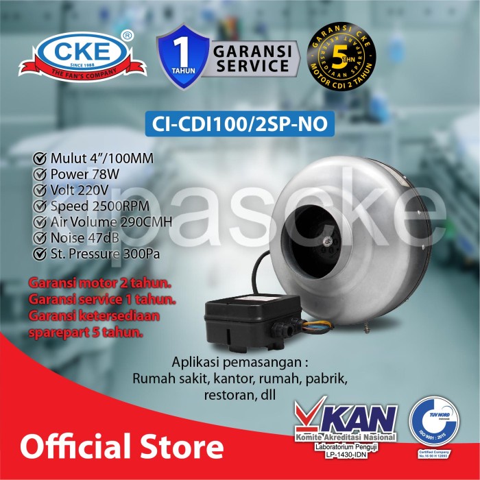 Jual Inline Duct Fan/Duct Inline CKE CI-CDI100 2SP 4 Inch Inline Fan ...
