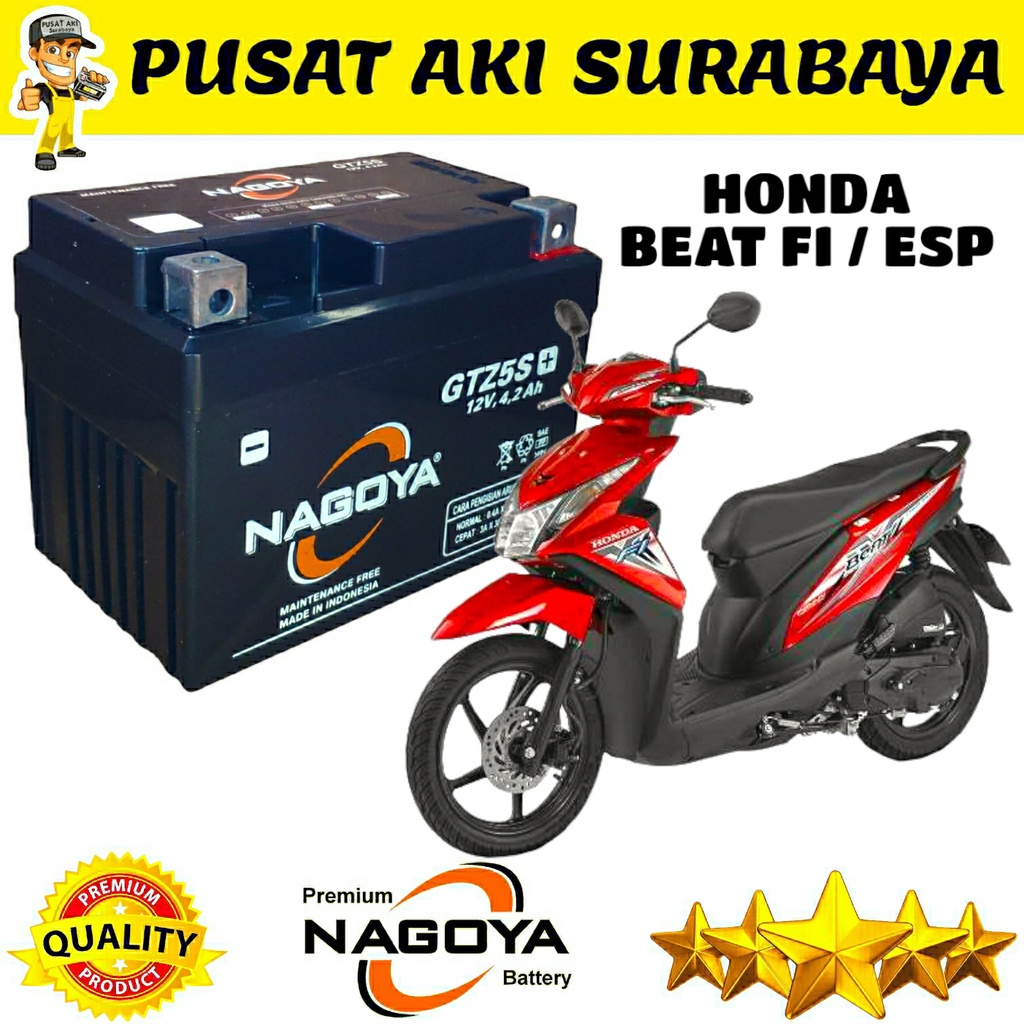 Jual PUSAT AKI SURABAYA SUPER NAGOYA GTZ5S ACCU MF KERING MOTOR MATIC HONDA BEAT FI BEAT OLD NEW ...