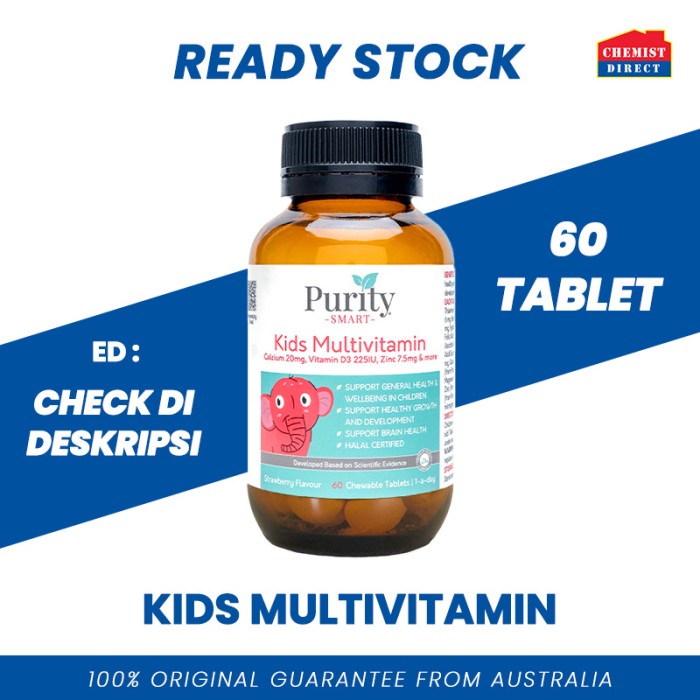 Jual Purity Smart Kids Multivitamin 60 Chewable Tablets | Shopee Indonesia