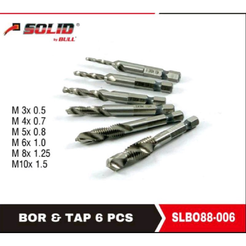 Jual Bull Tap drill / mata bor sekaligus tap 6 pcs SOLID | Shopee Indonesia