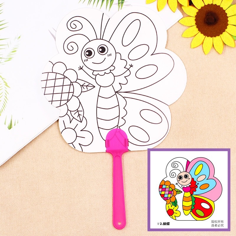 Jual MAINAN EDUKASI ANAK MEWARNAI KIPAS MOTIF / DIY MEWARNAI KIPAS ...