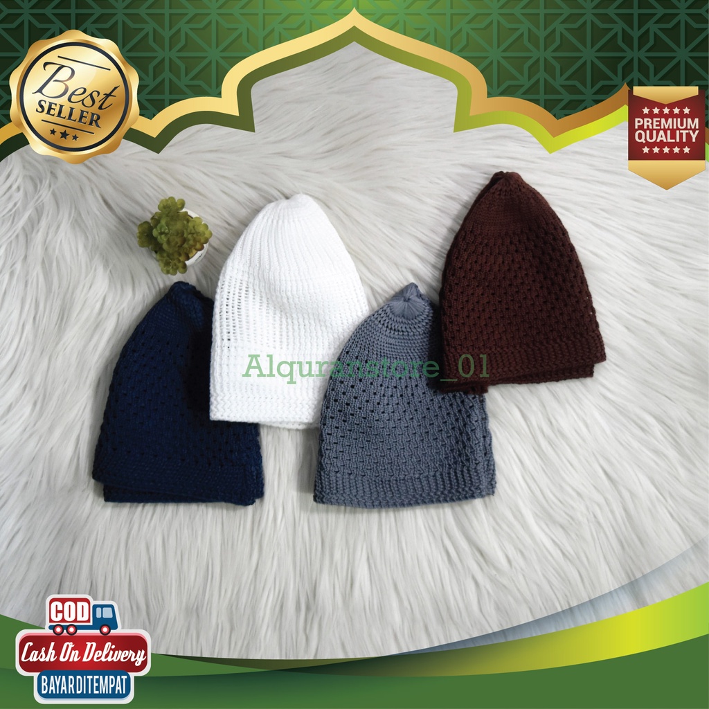 Jual Kopyah Rajut Dewasa Peci Oleh Haji Putih Turki Original Mercan ...