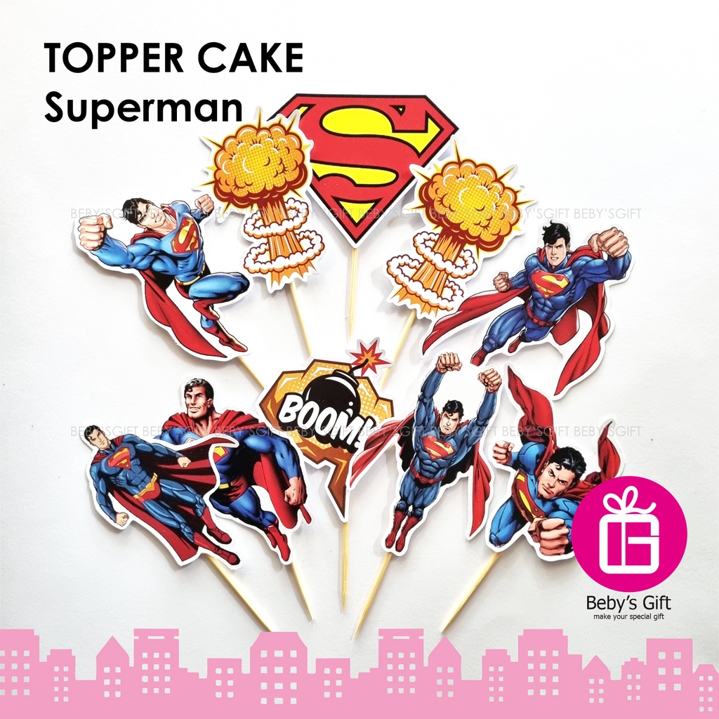 Jual Beby's Gift Topper Cake Happy Birthday Karakter Superman Hiasan ...