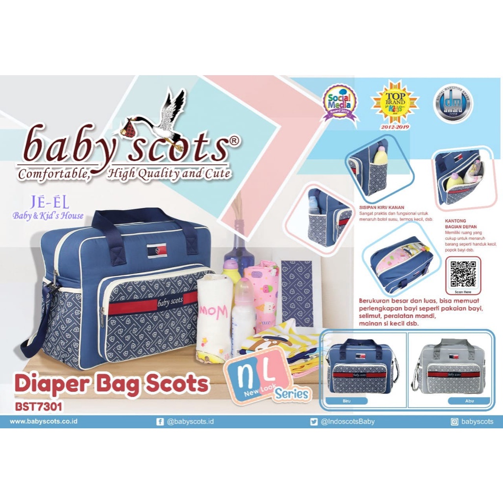 Jual Baby Scots Diaper Bag New Look Series Ukuran Medium BST-7201 ...