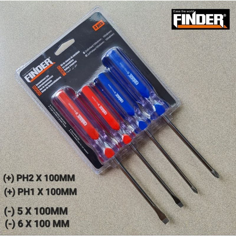 Jual Obeng Set FINDER 4 PCS Merah Biru Transparan A1426 | Shopee Indonesia