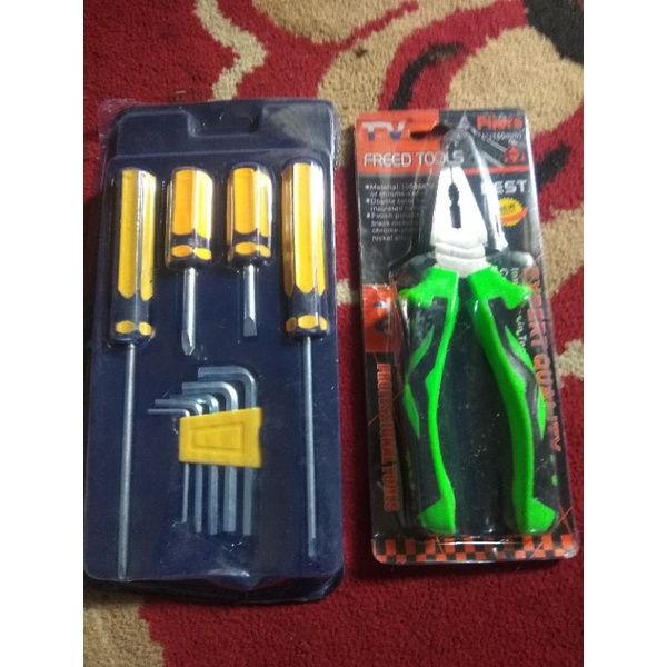 Jual paket hemat 2pcs tang kombinasi/ obeng set plus kunci L paket ...